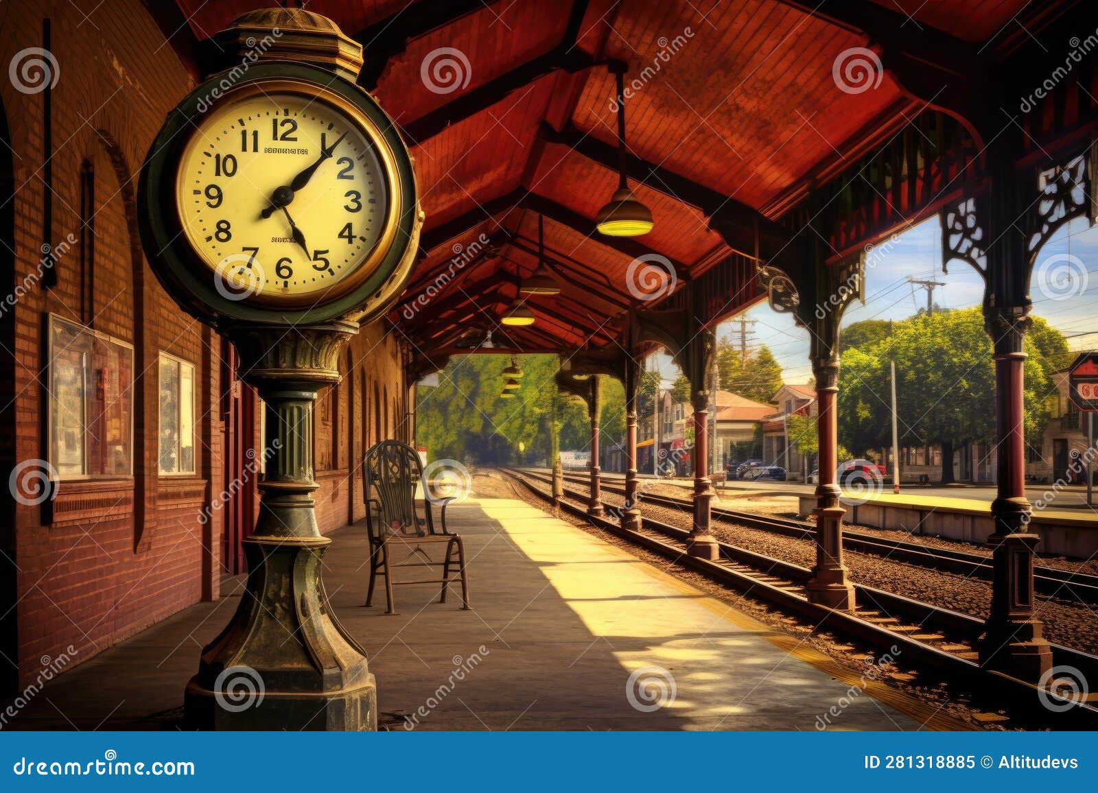 Historic Train Station Clock with Roman Numerals Stock Illustration ...