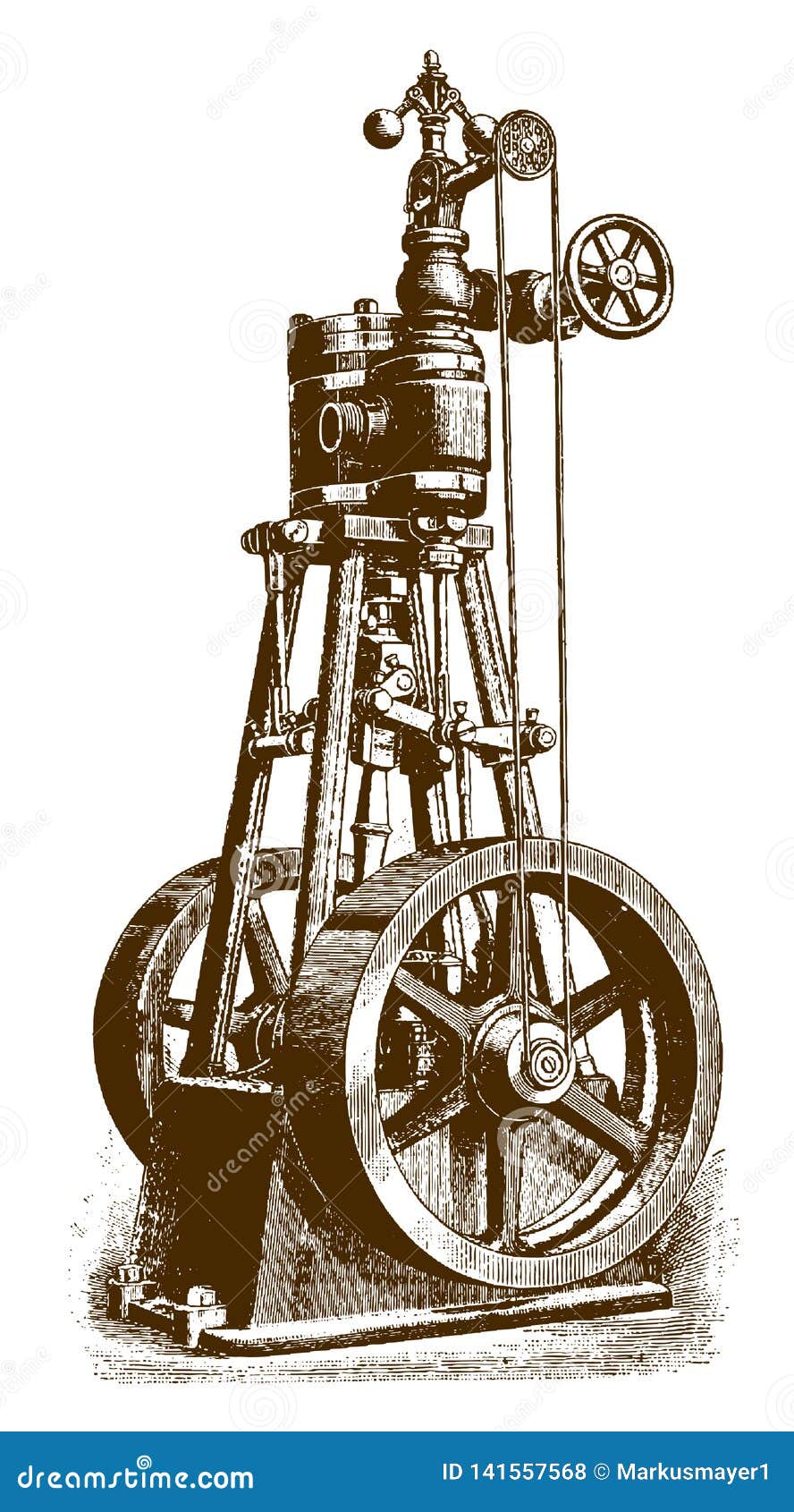 Historical Vertical Steam Engine in Side View Stock Vector ...