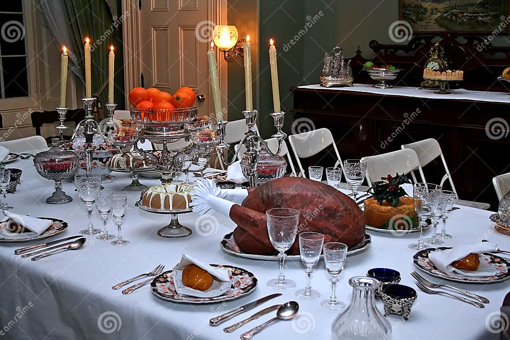 Historic Victorian Meal of Christmas. Stock Image - Image of classic ...