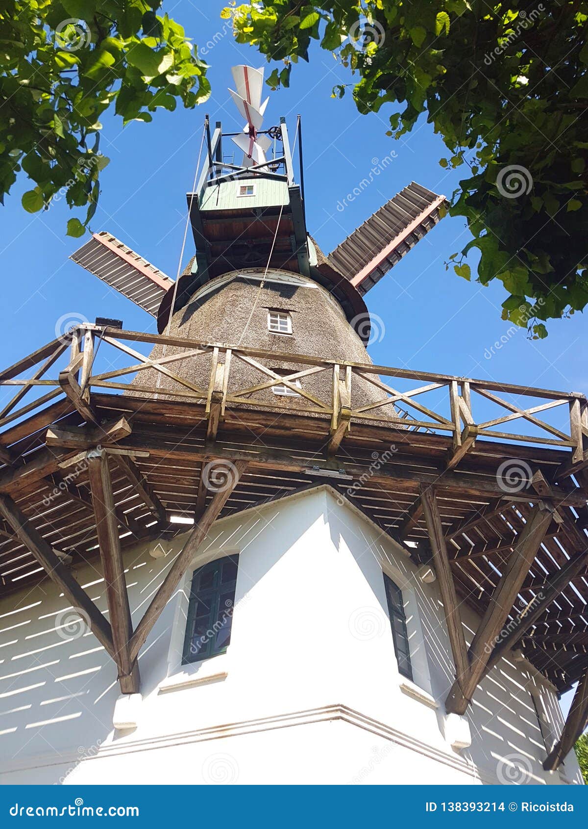 Historic Windmill in Front of Blue Sky Stock Photo - Image of ...