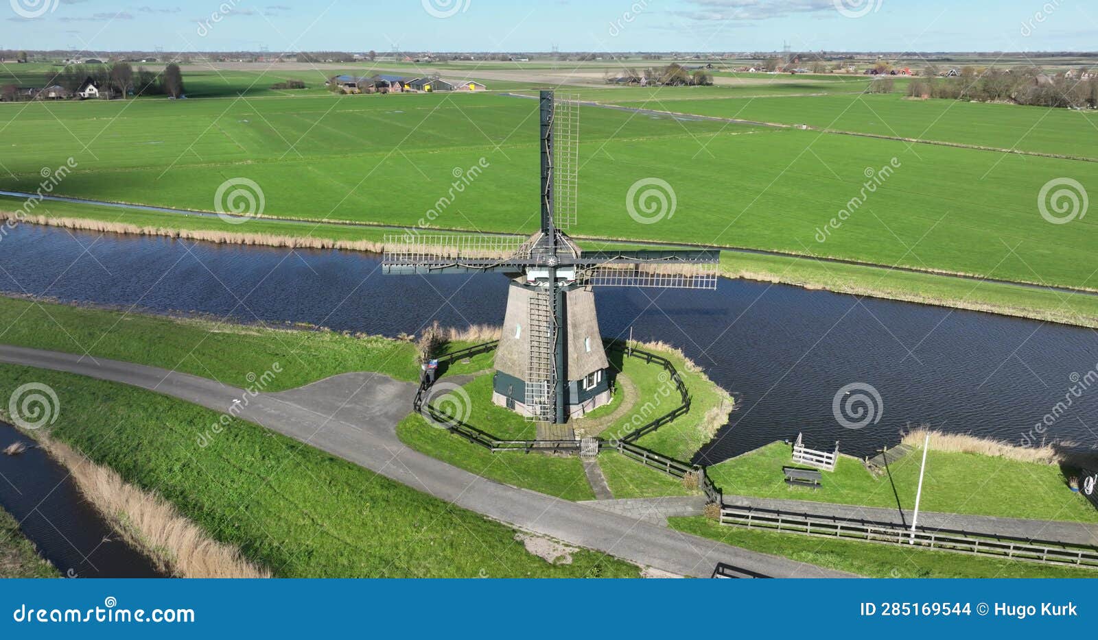 Historic Windmill by the River Called in the Netherlands. Stock Footage ...