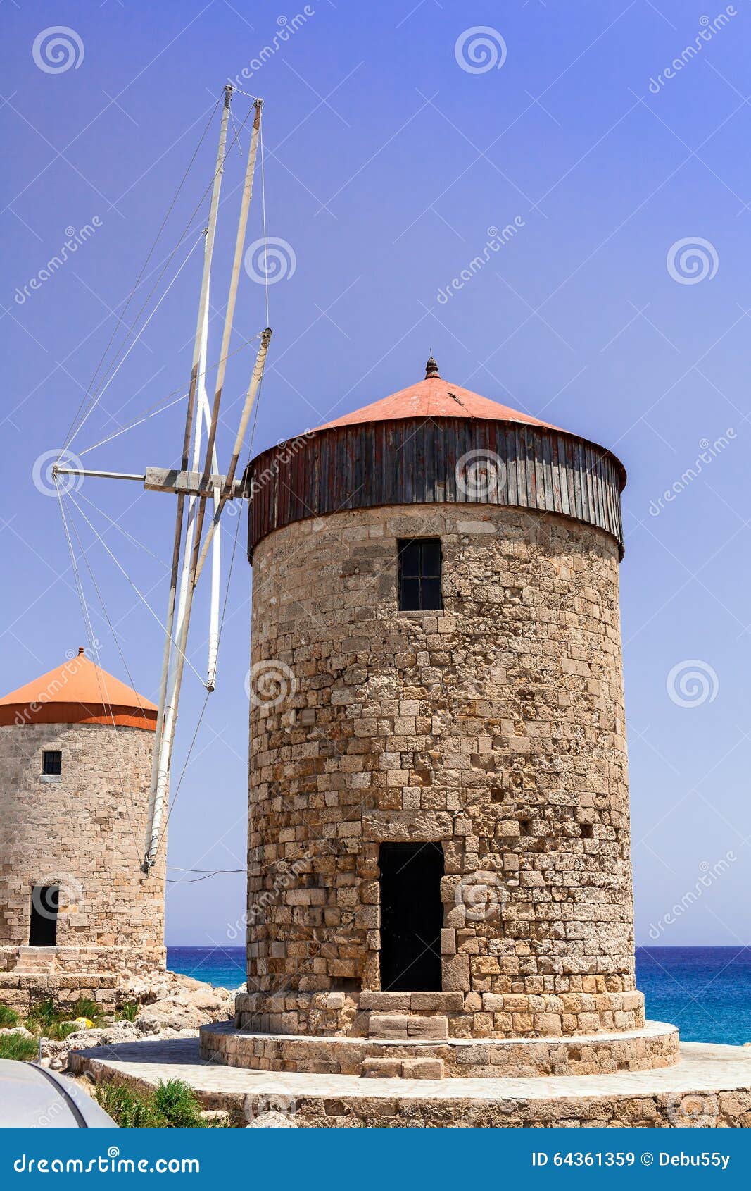 Historic Windmills in Rhodes. Stock Image - Image of windmills, rodos ...