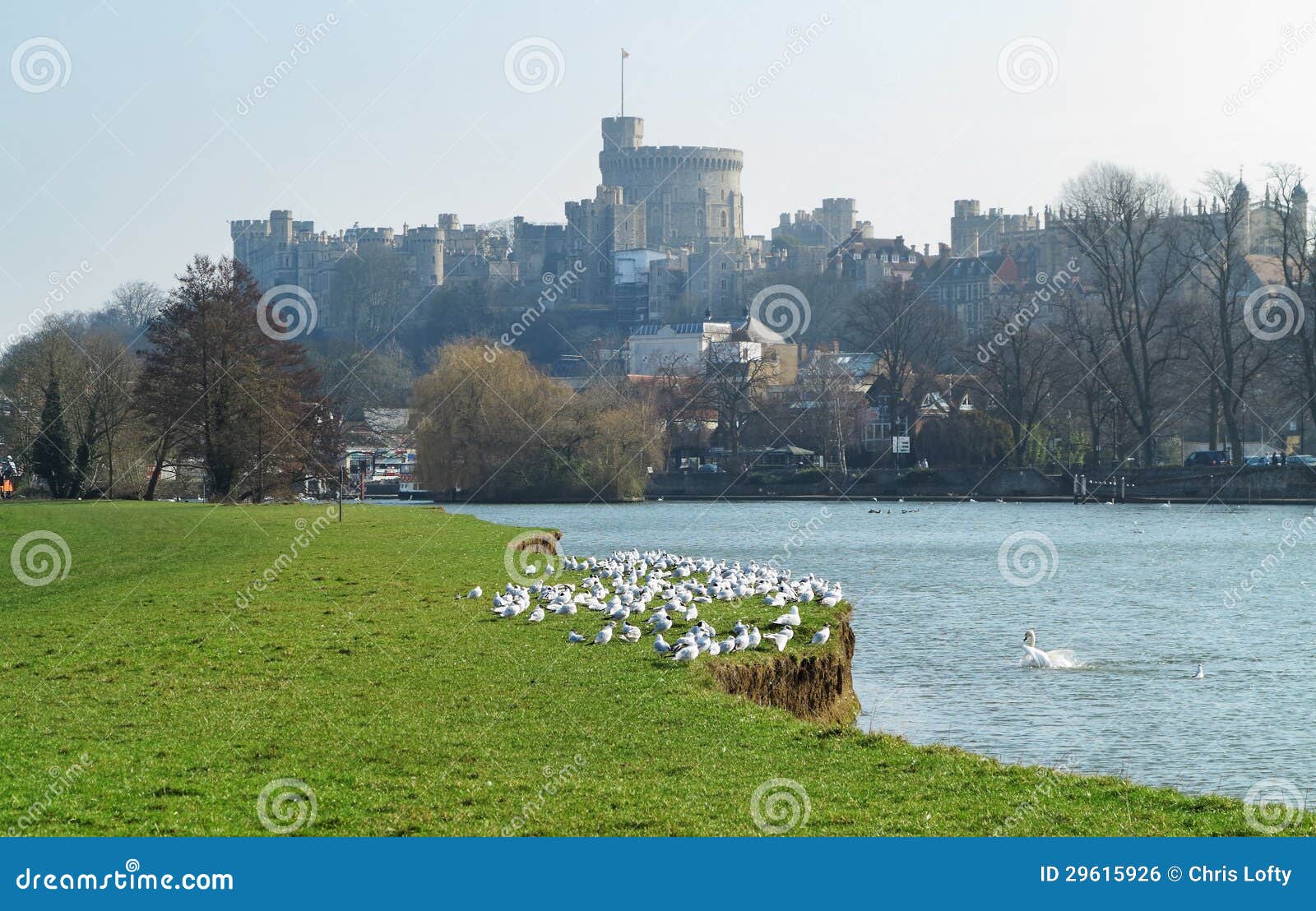 Historic Windsor Castle and the River Thames Stock Photo - Image of ...