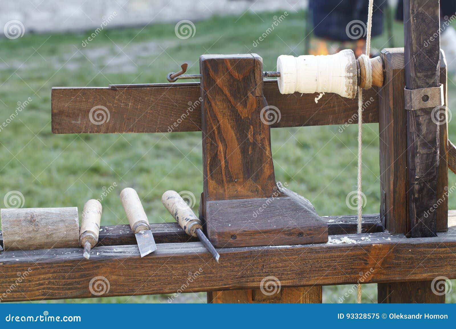 Historic Wood Turning Machine Stock Image - Image of items, craftsman ...