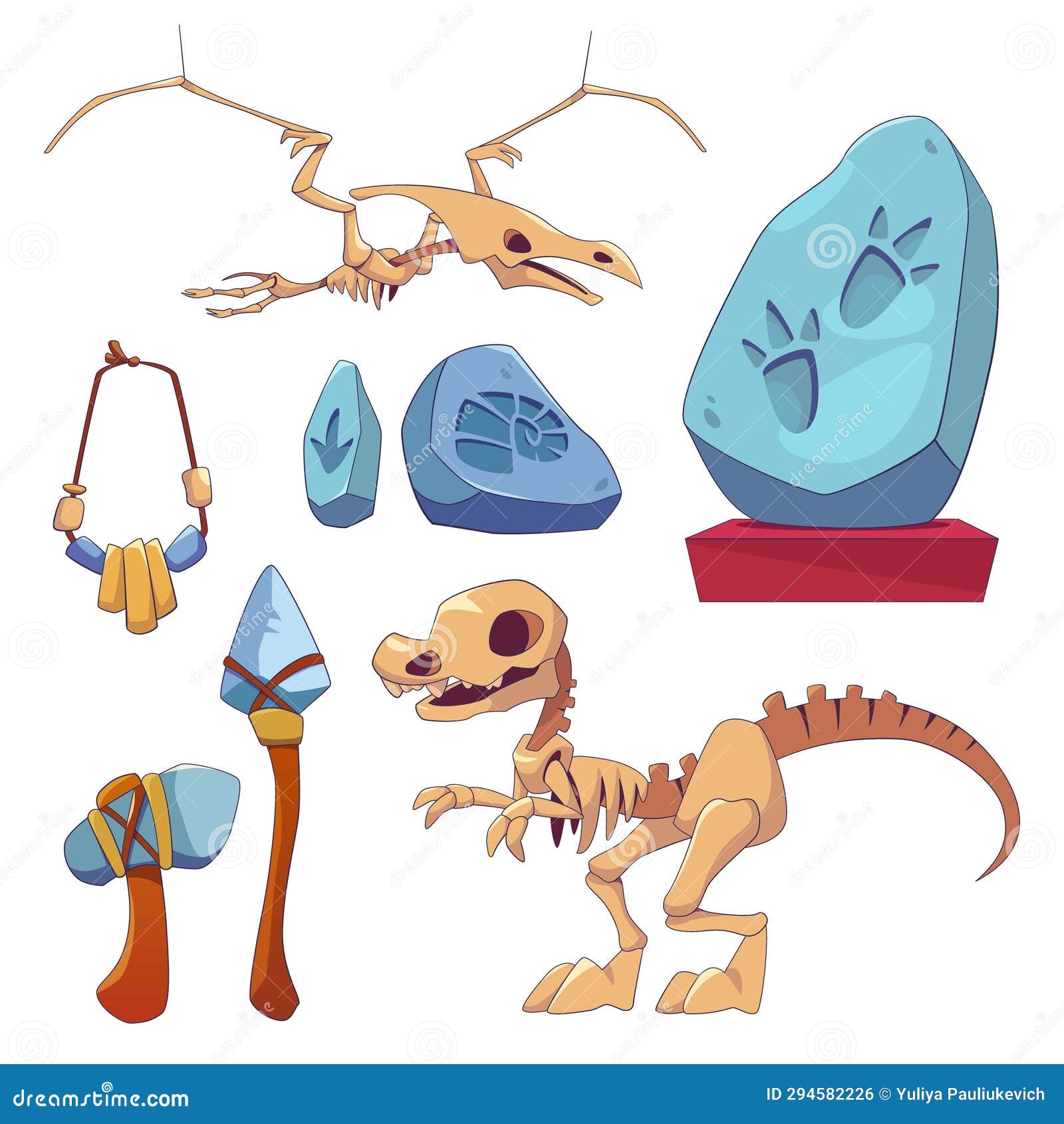 Historical Archaeological Museum Elements Set. Stock Vector ...