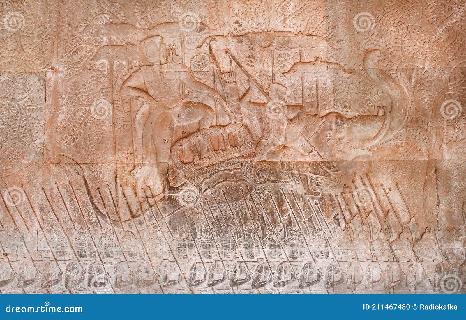 Historical Art With Relief Of King Suryavarman Ii The Builder Of Angkor Wat On Army Boat Walls