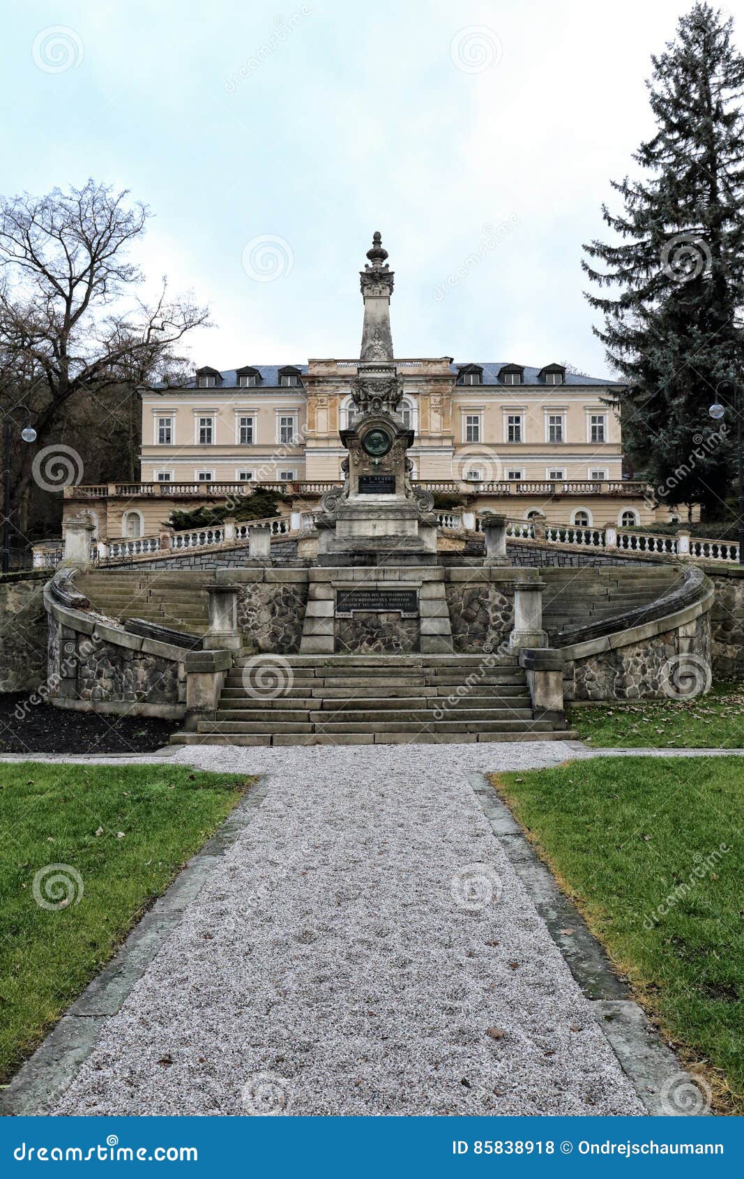 Historical Bath House and Stone Monument Stock Photo - Image of ...