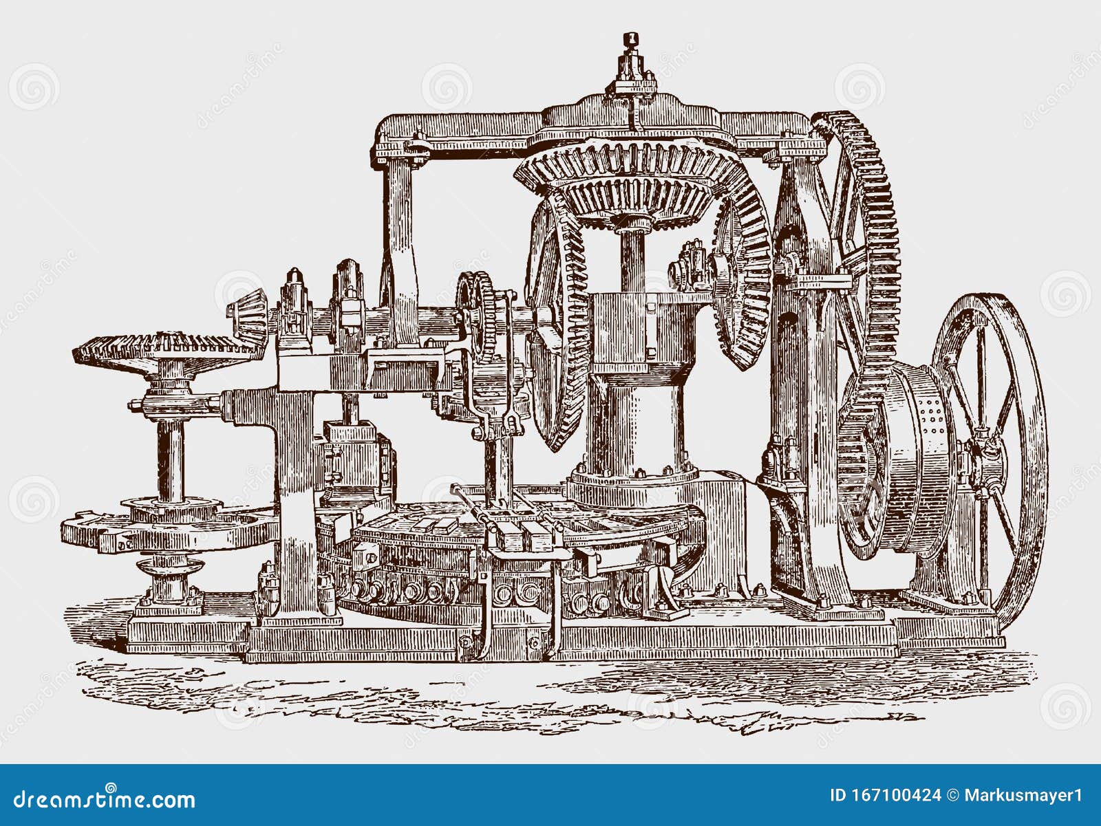 Historical Brick-making Machine in Side View Stock Vector ...