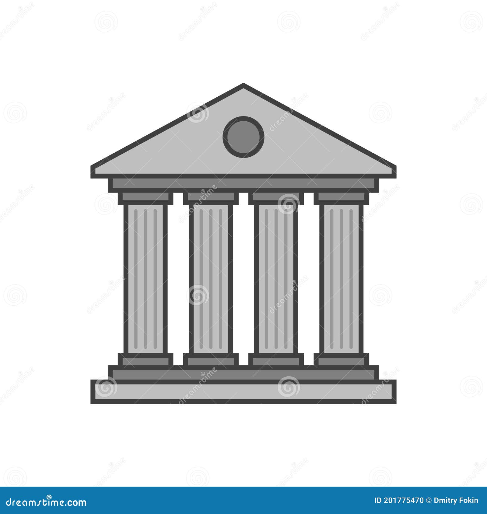 Historical Building with Columns Icon, Flat Design Style. Vector ...