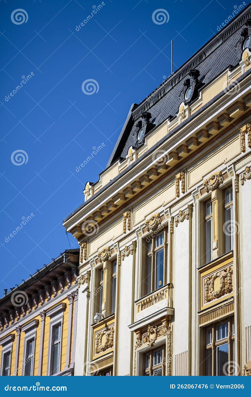 Historical Building Facade with Classical Elements. Stock Photo - Image ...
