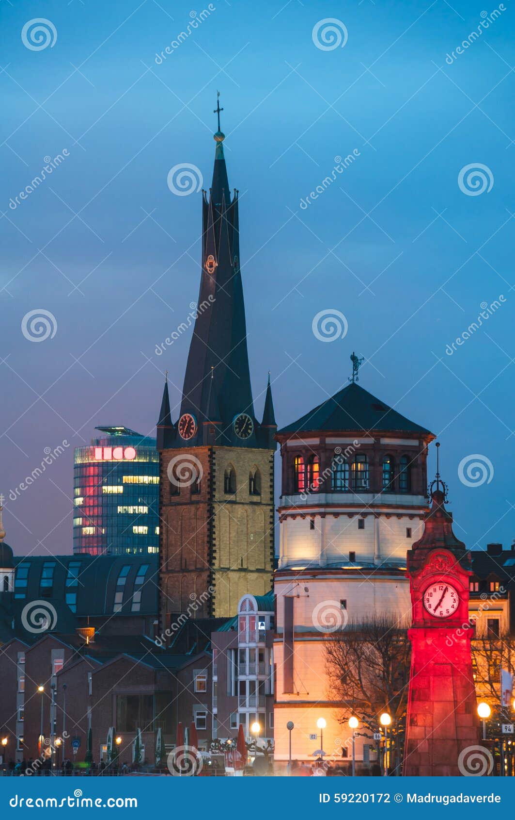 Historical Buildings in Dusseldorf, Germany at Night Stock Photo ...