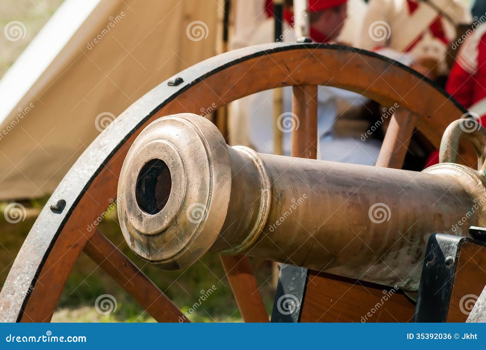 Historical Cannon Of An Old Wooden Sailboat. Details Deck Of The Ship ...