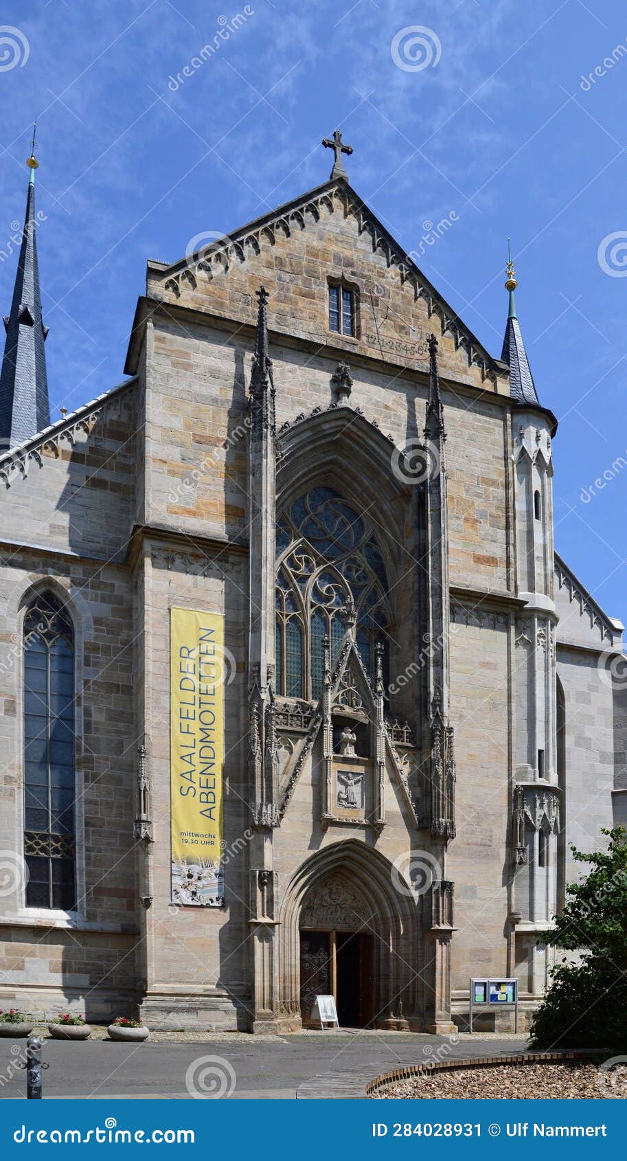 Historical Church in the Old Town of Saalfeld, Thuringia Stock Image ...