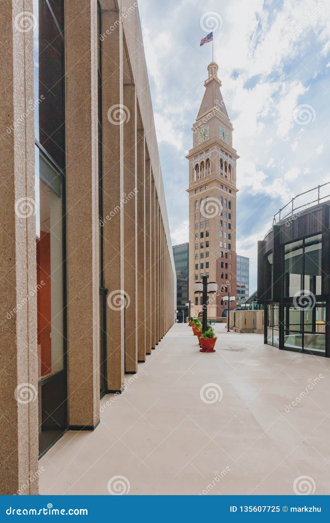 Historical Clock Tower and Buildings in Downtown Denver, USA Stock ...