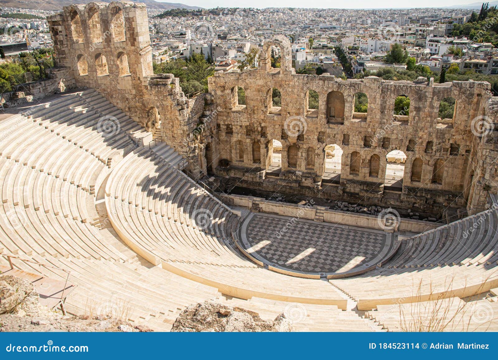 HISTORICAL COLISEUM and ARCHITECTURE from ACROPOLIS, ATHENS Stock Photo ...
