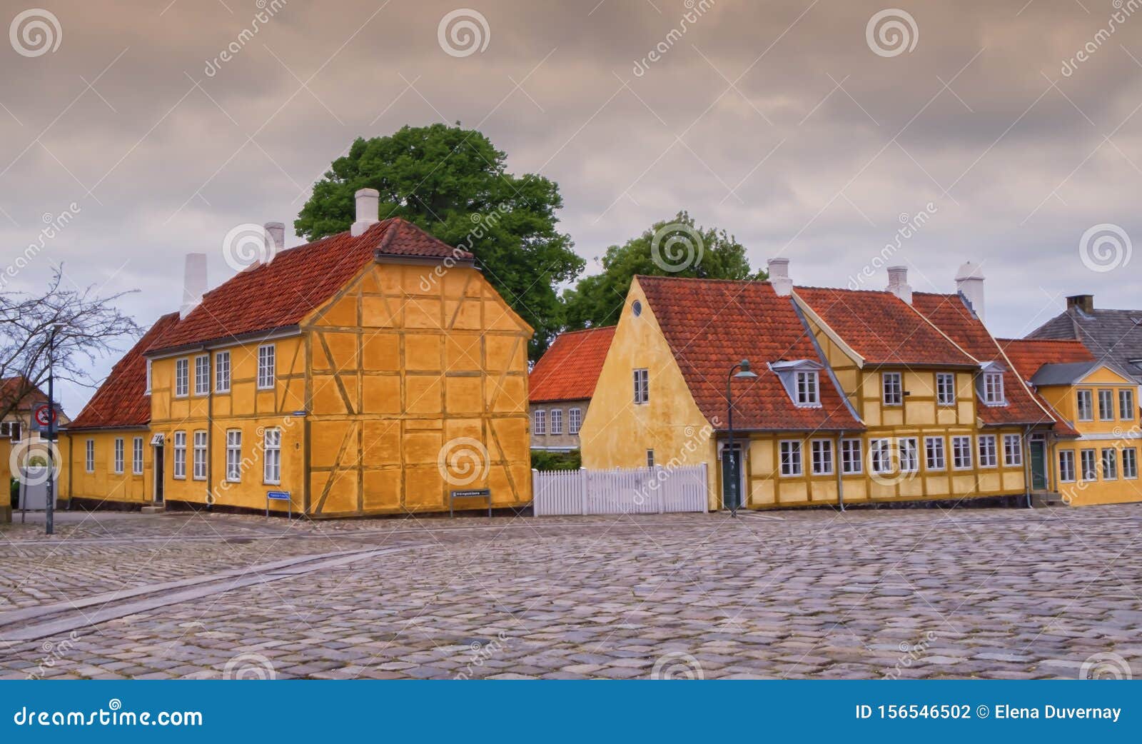 Historical Colorful Danish Buildings in Roskilde, Denmark Stock Photo ...
