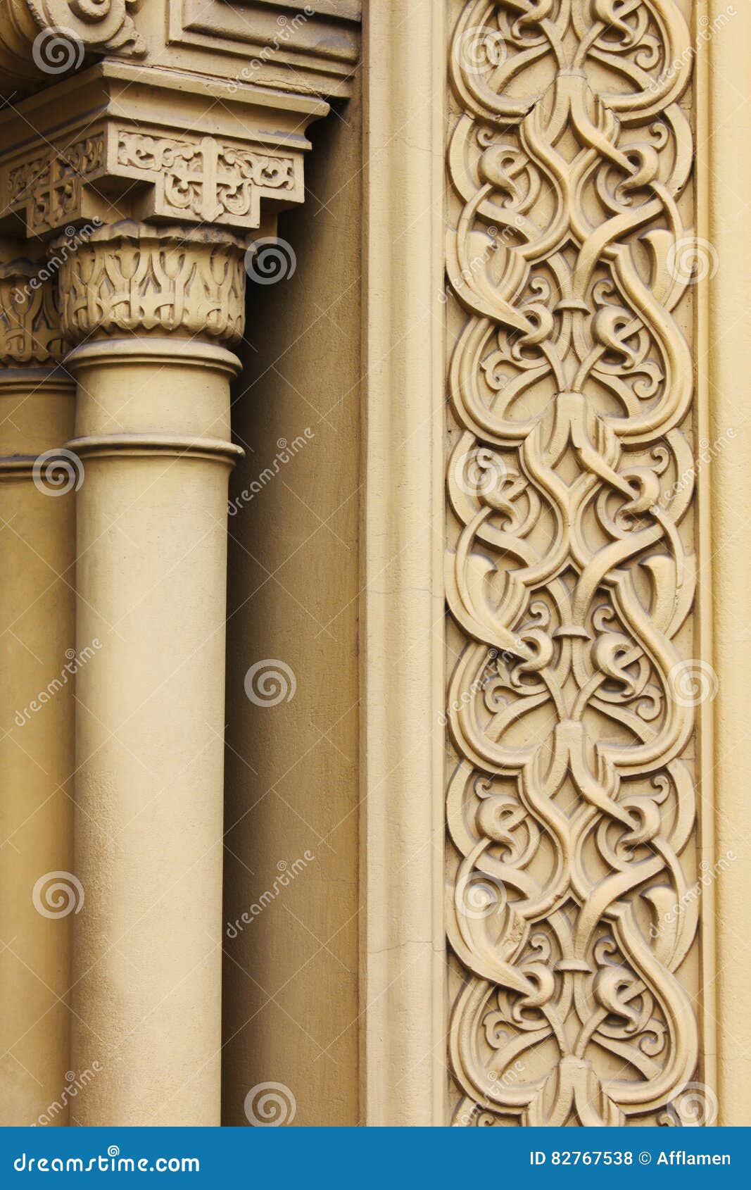 Historical Facade with a Column Stock Photo - Image of classic, beige ...
