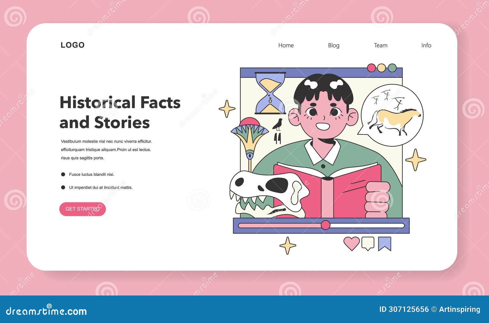 Historical Facts and Stories Concept. Flat Vector Illustration. Stock ...