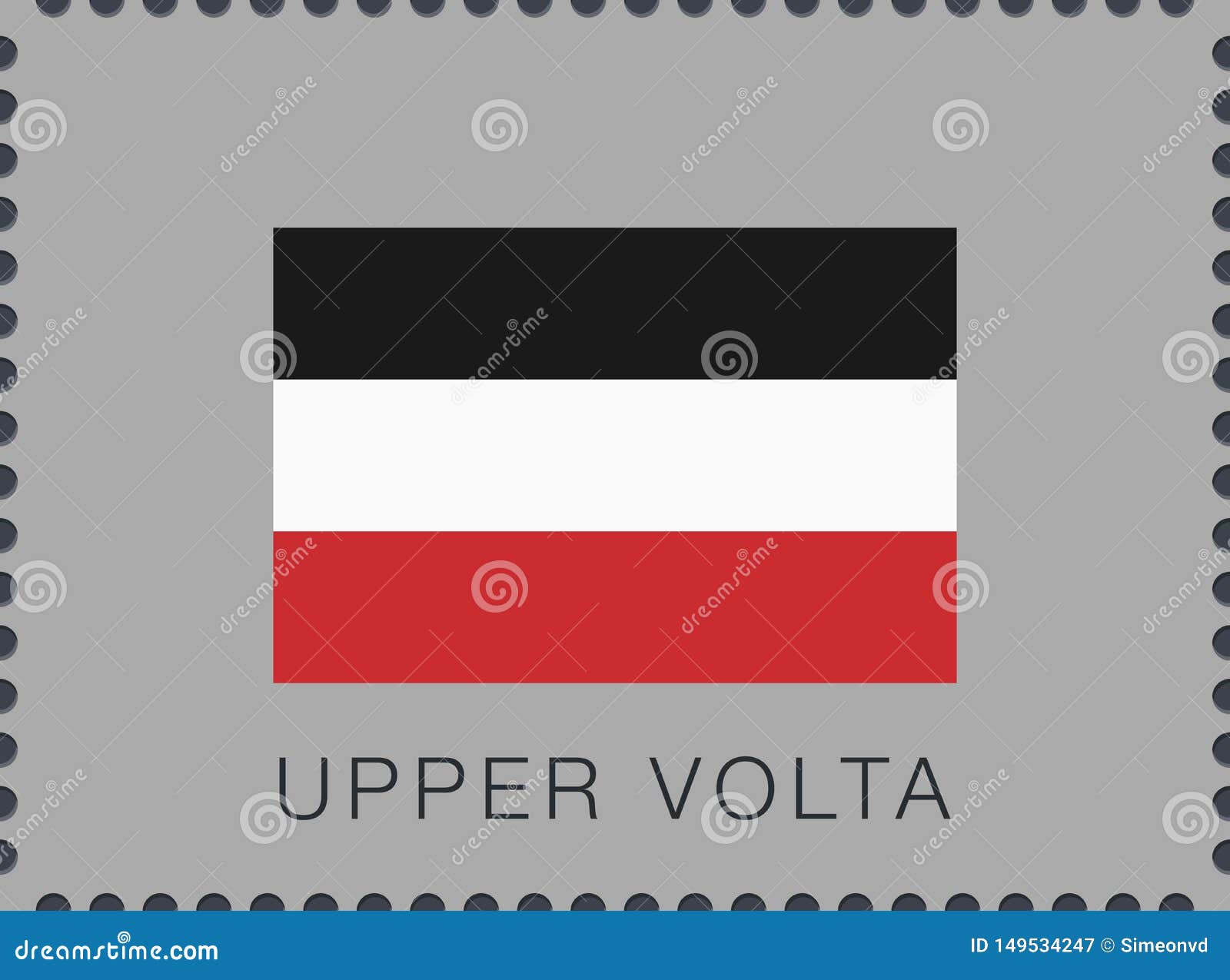 Historical Flag of Upper Volta. Vector Sign and Icon. Postage Stamp ...