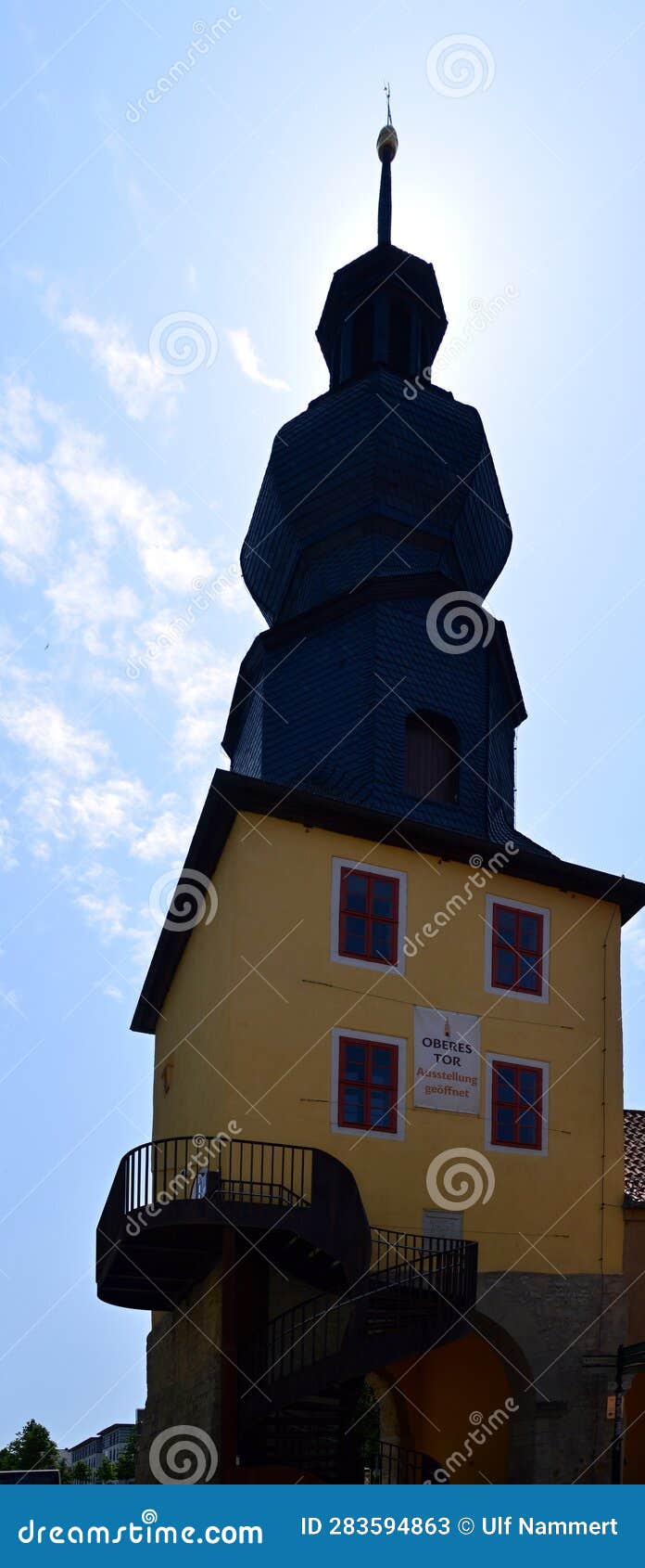 Historical Gate and Tower in the Old Town of Saalfeld, Thuringia Stock ...