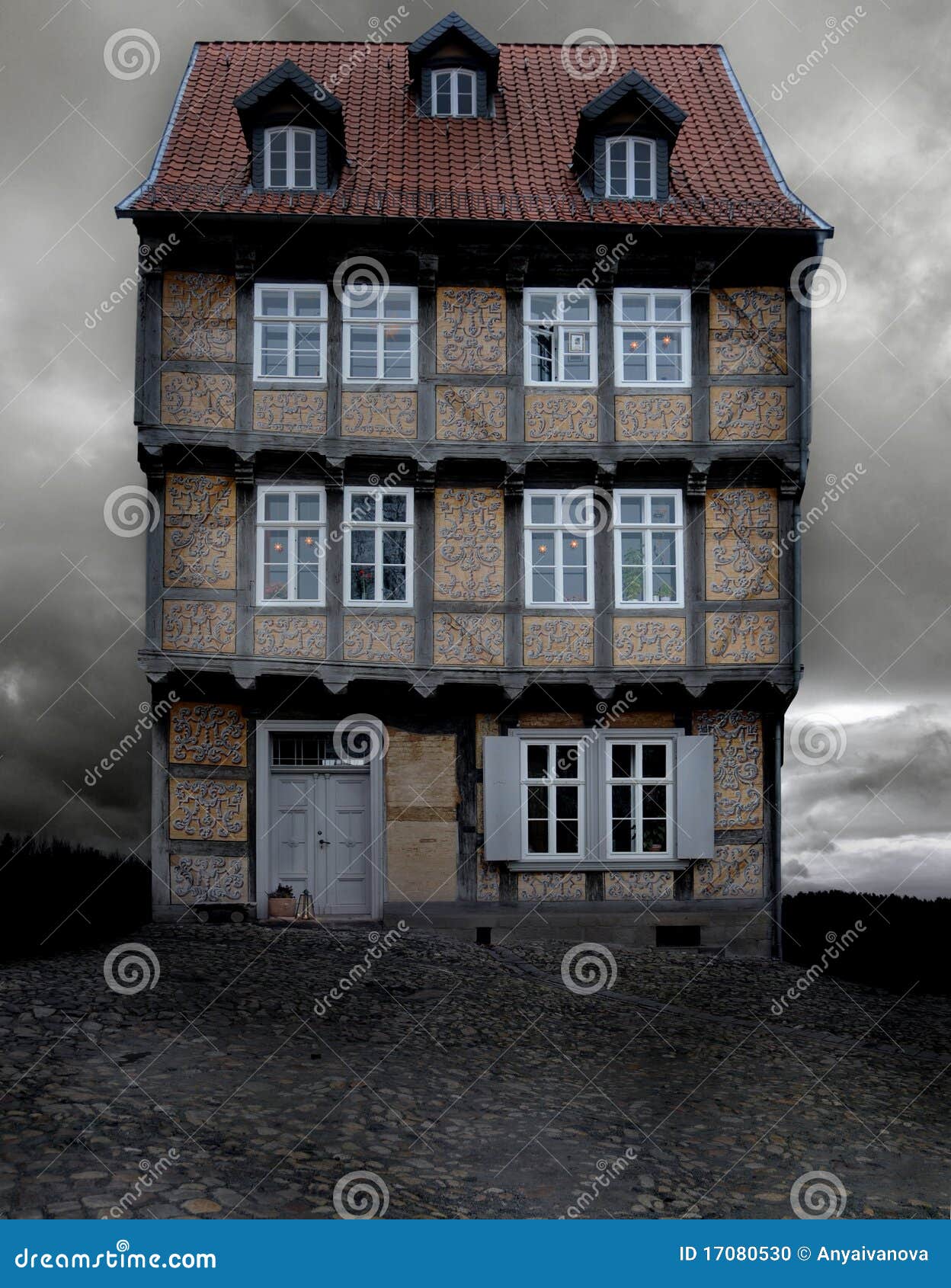 Historical German House on a Gloomy Evening Stock Photo - Image of ...