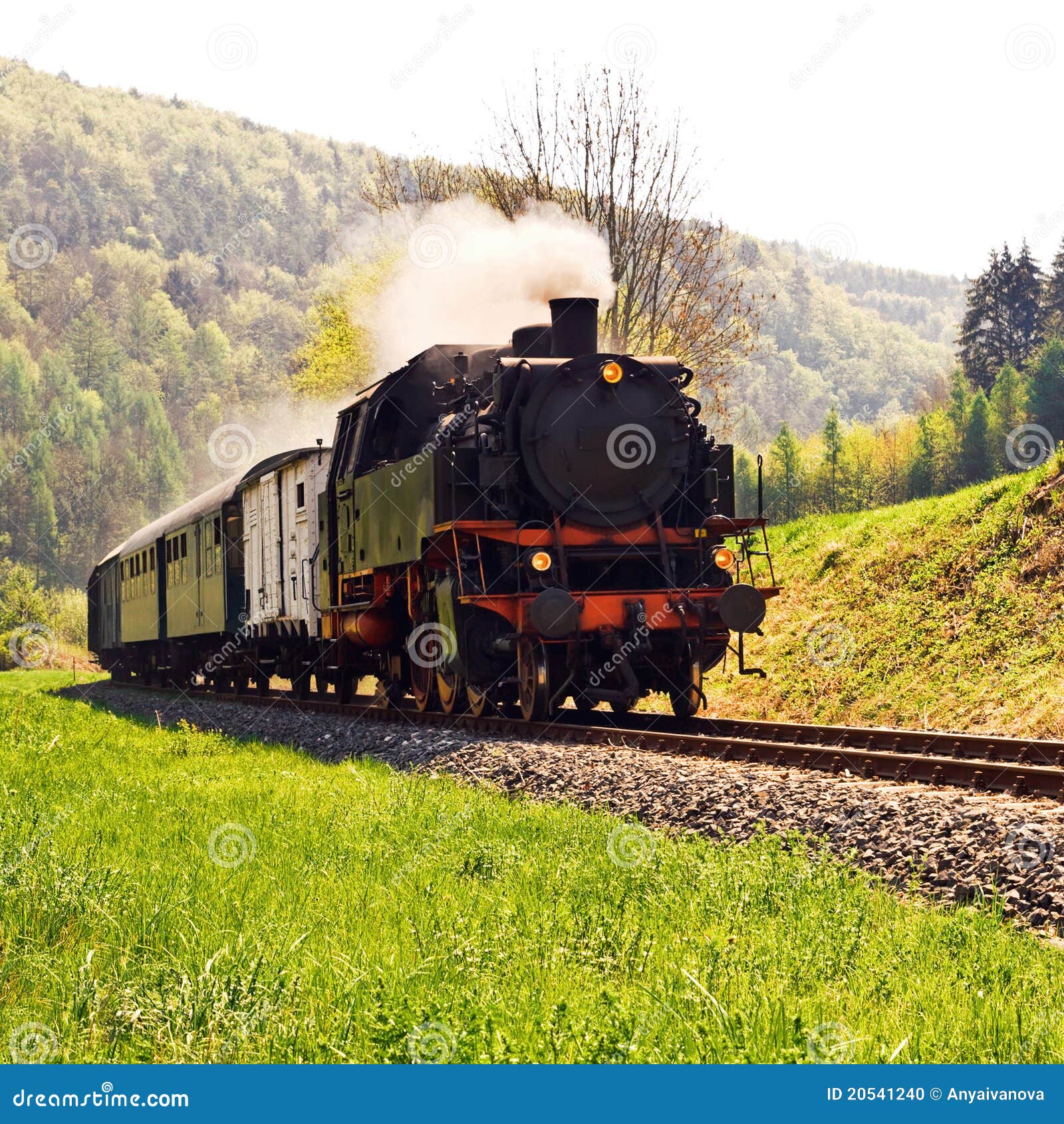 Historical German Steam Train Stock Photo - Image of grass, blue: 20541240