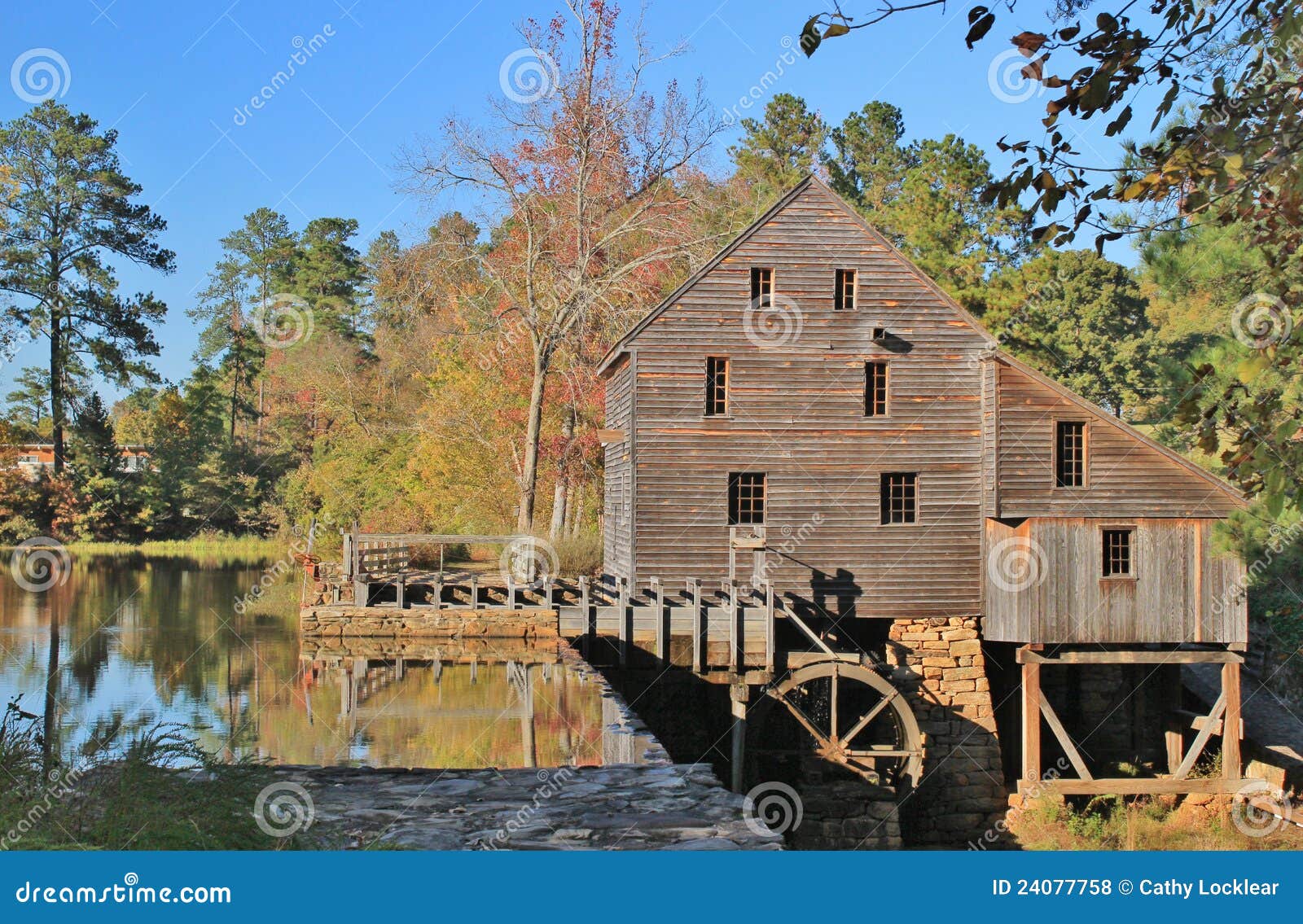 Historical Grist Mill stock photo. Image of pond, reflection - 24077758
