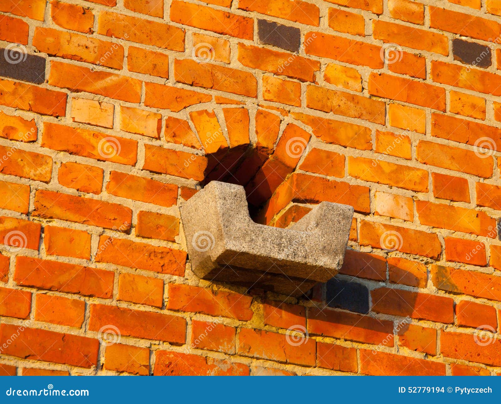 Historical Gutter in the Brick Wall Stock Photo - Image of gutter ...