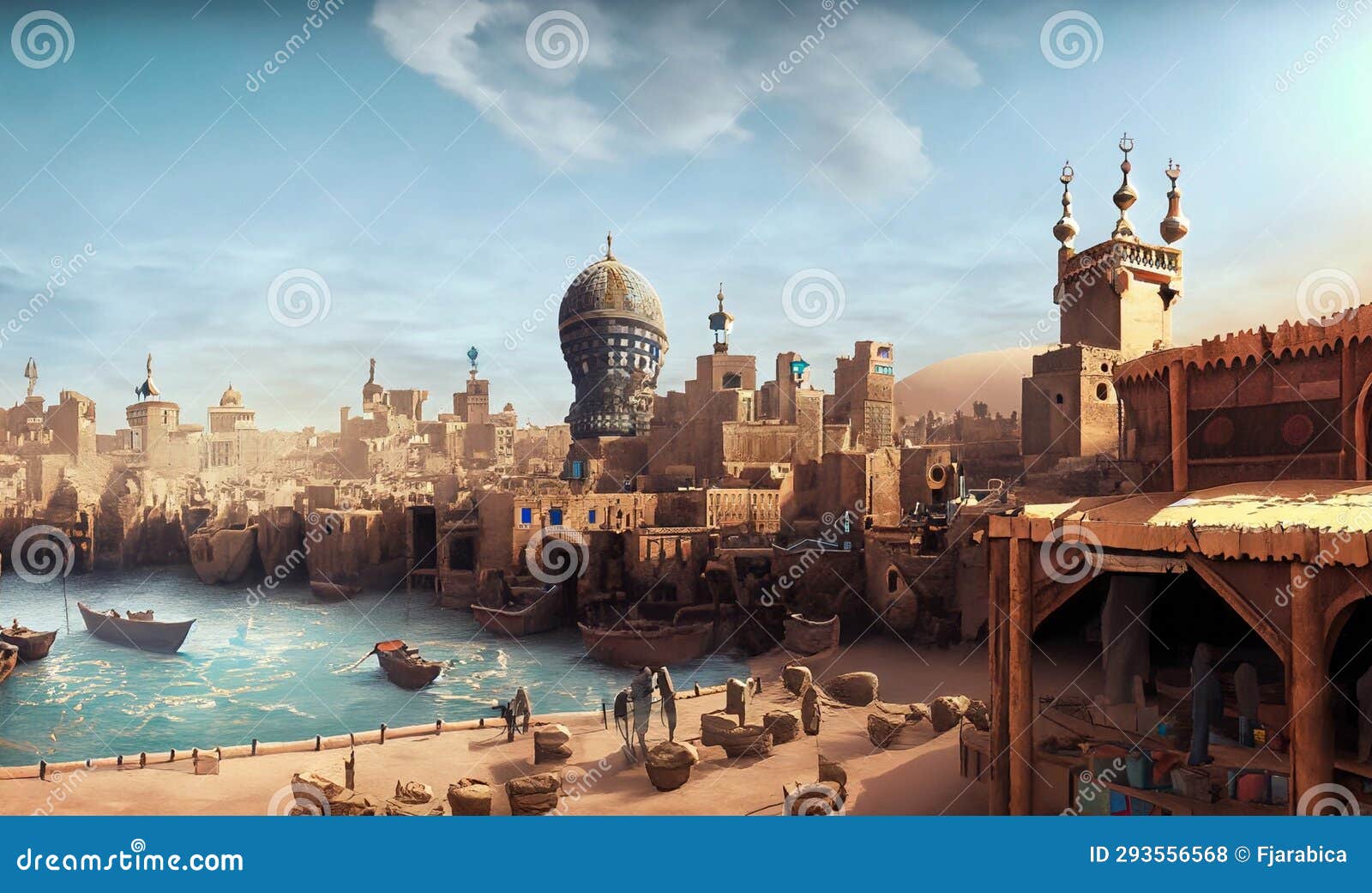 Historical Harbor Fantasy Design Stock Photo - Image of design ...