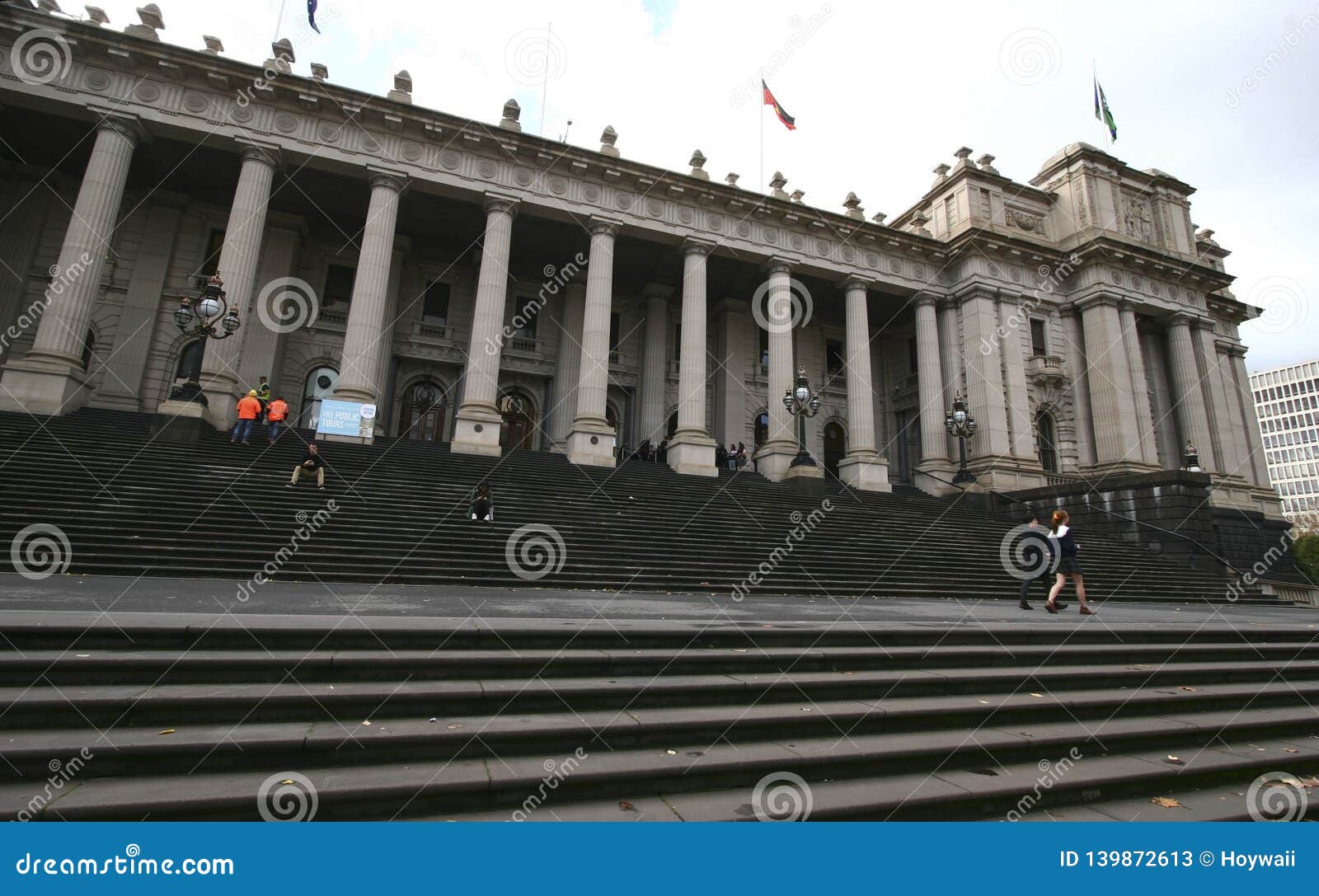 Classic and Historic Outdoor Entrance Facade of Parliament of Victoria ...