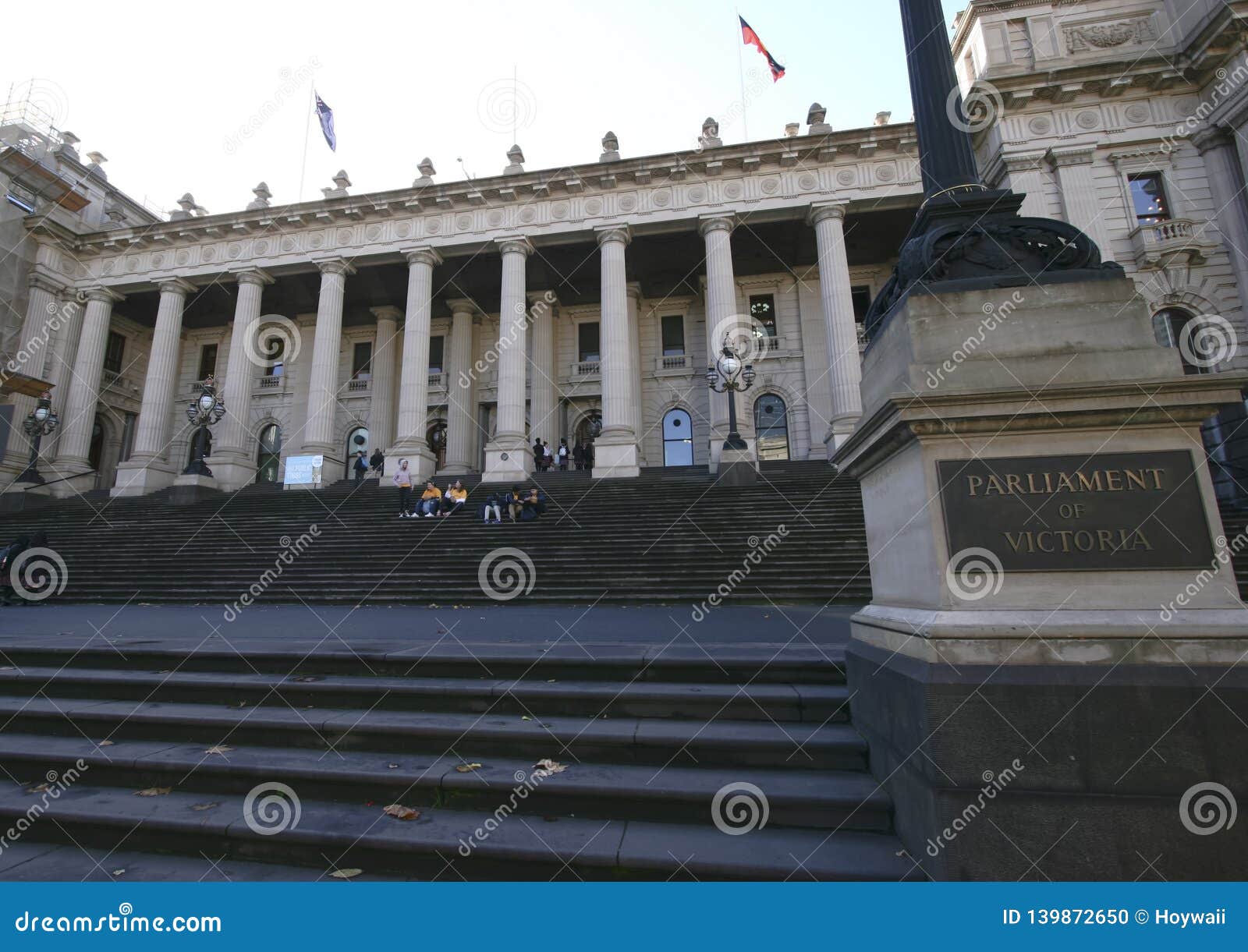 Classic and Historic Outdoor Entrance Facade of Parliament of Victoria ...
