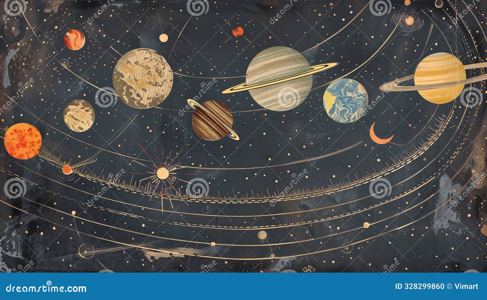 Historical Illustration of the Solar System and Stars Using Ink and Pen ...