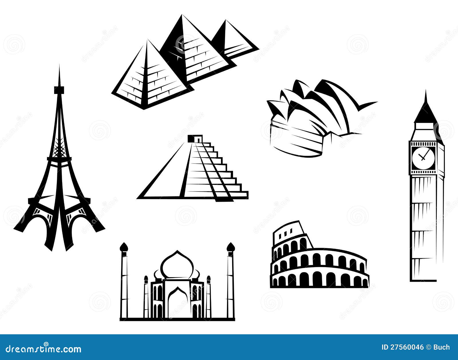 Historical landmarks set stock vector. Illustration of international ...
