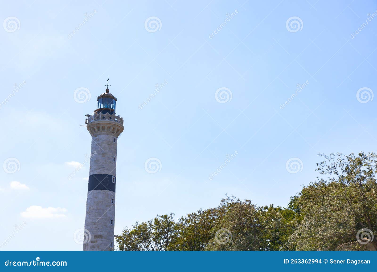 Historical Lighthouse with Daylight and Trees. Ahirkapi Lighthouse in ...