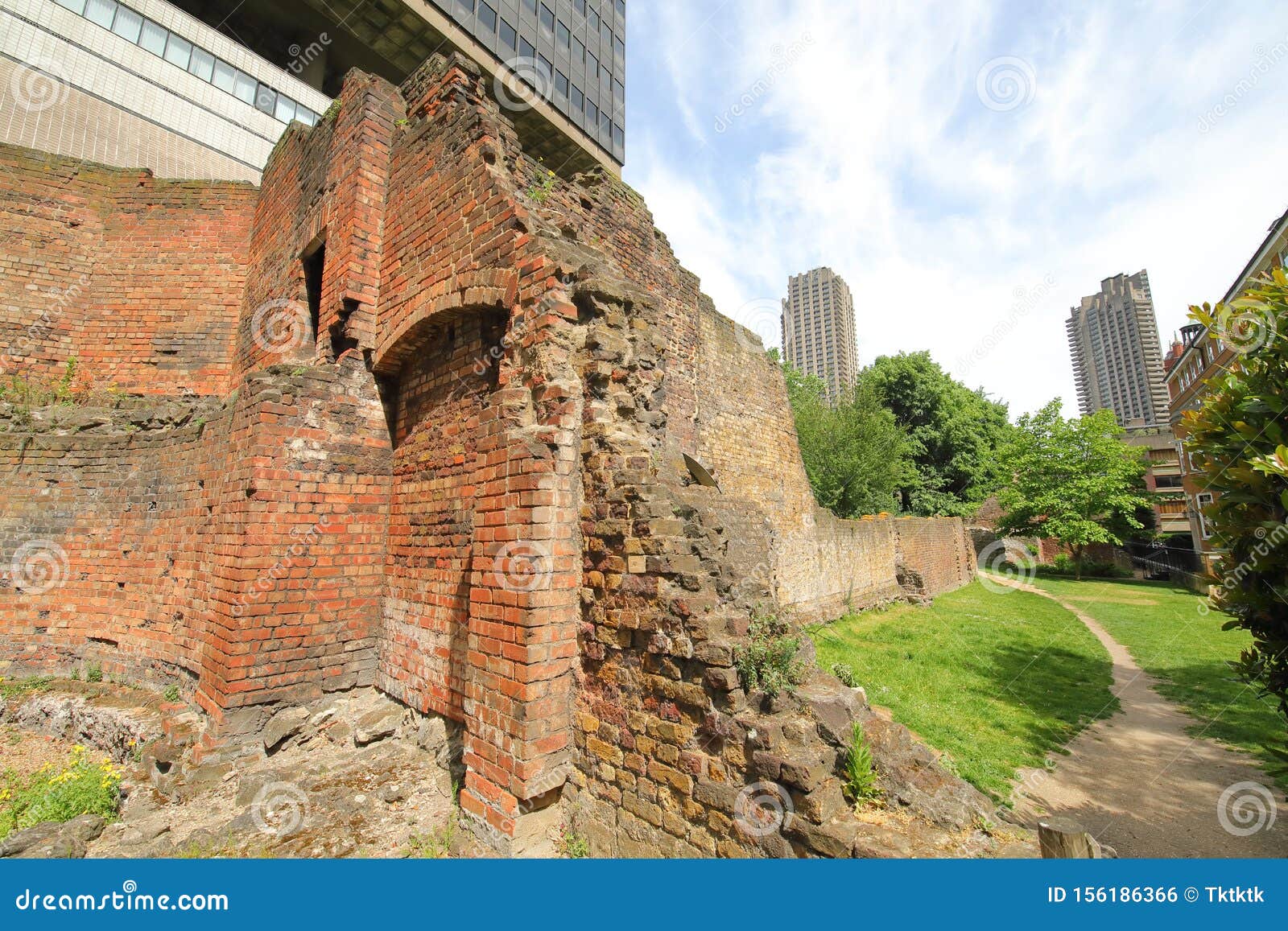 Historical London Wall Walk Path London UK Stock Photo - Image of ...