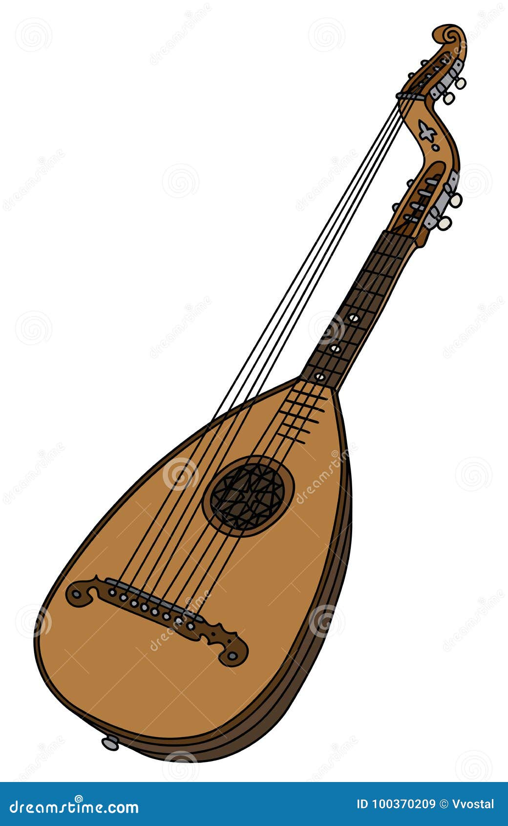Historical lute stock vector. Illustration of timber - 100370209