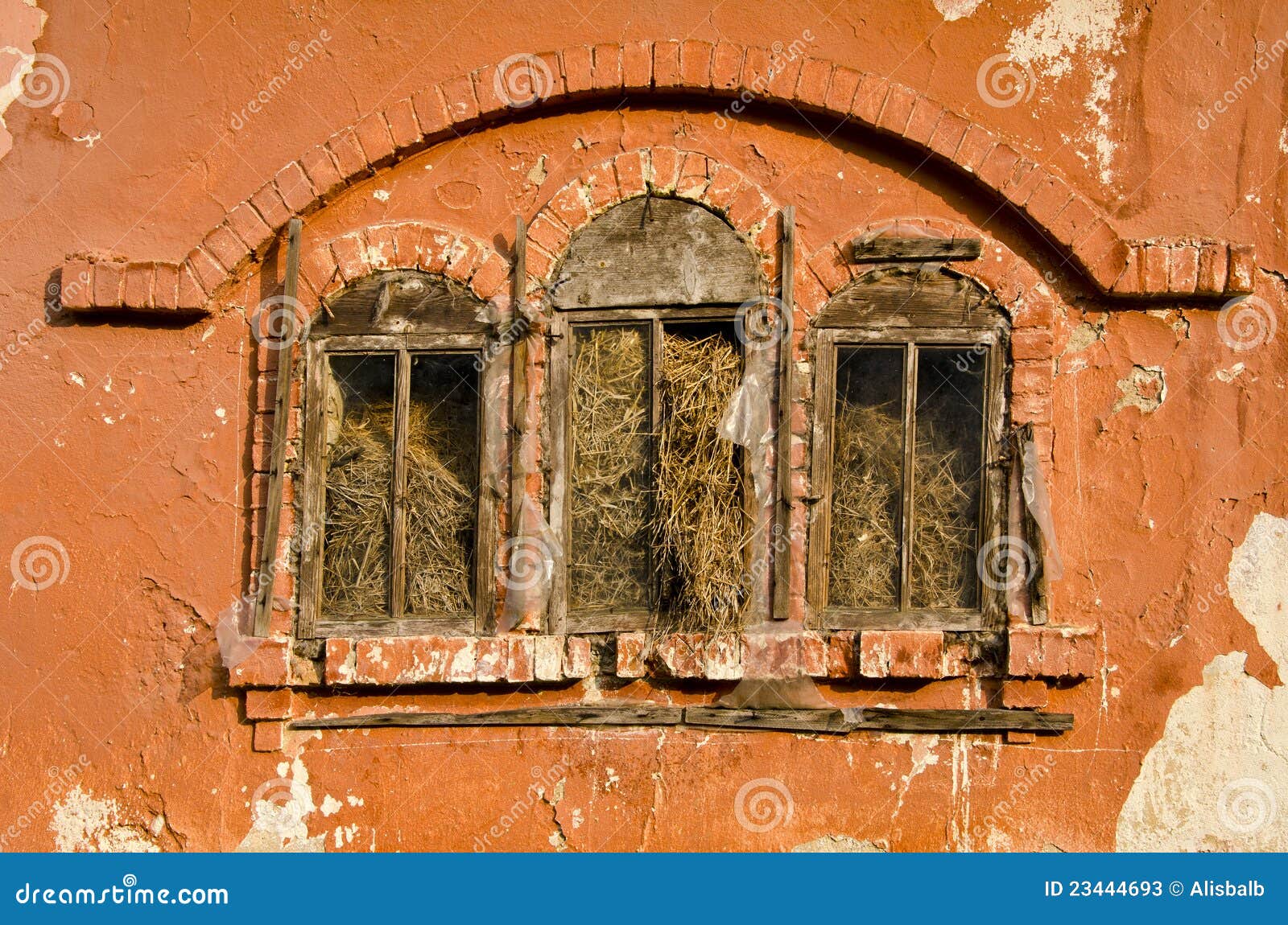 Historical Manor Building Windows with Straw Stock Image - Image of ...
