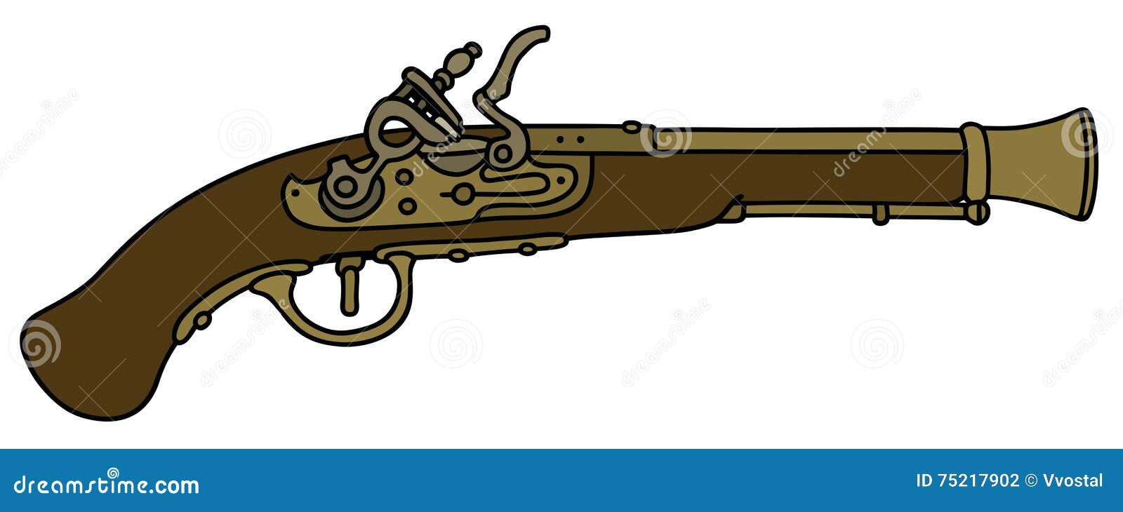 Historical Matchlock Pistol Stock Vector - Illustration of weapon ...
