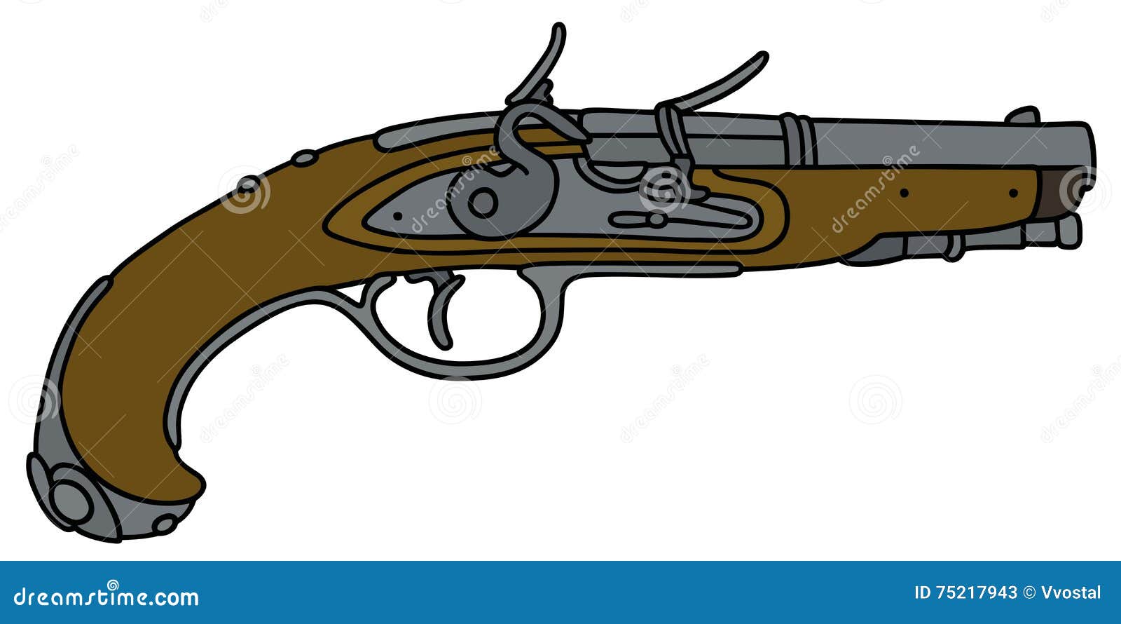 Historical Matchlock Pistol Stock Vector - Illustration of military ...