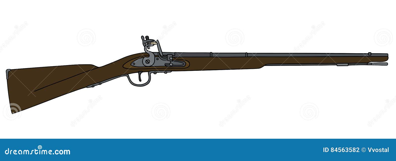 Historical matchlock rifle stock vector. Illustration of classic - 84563582