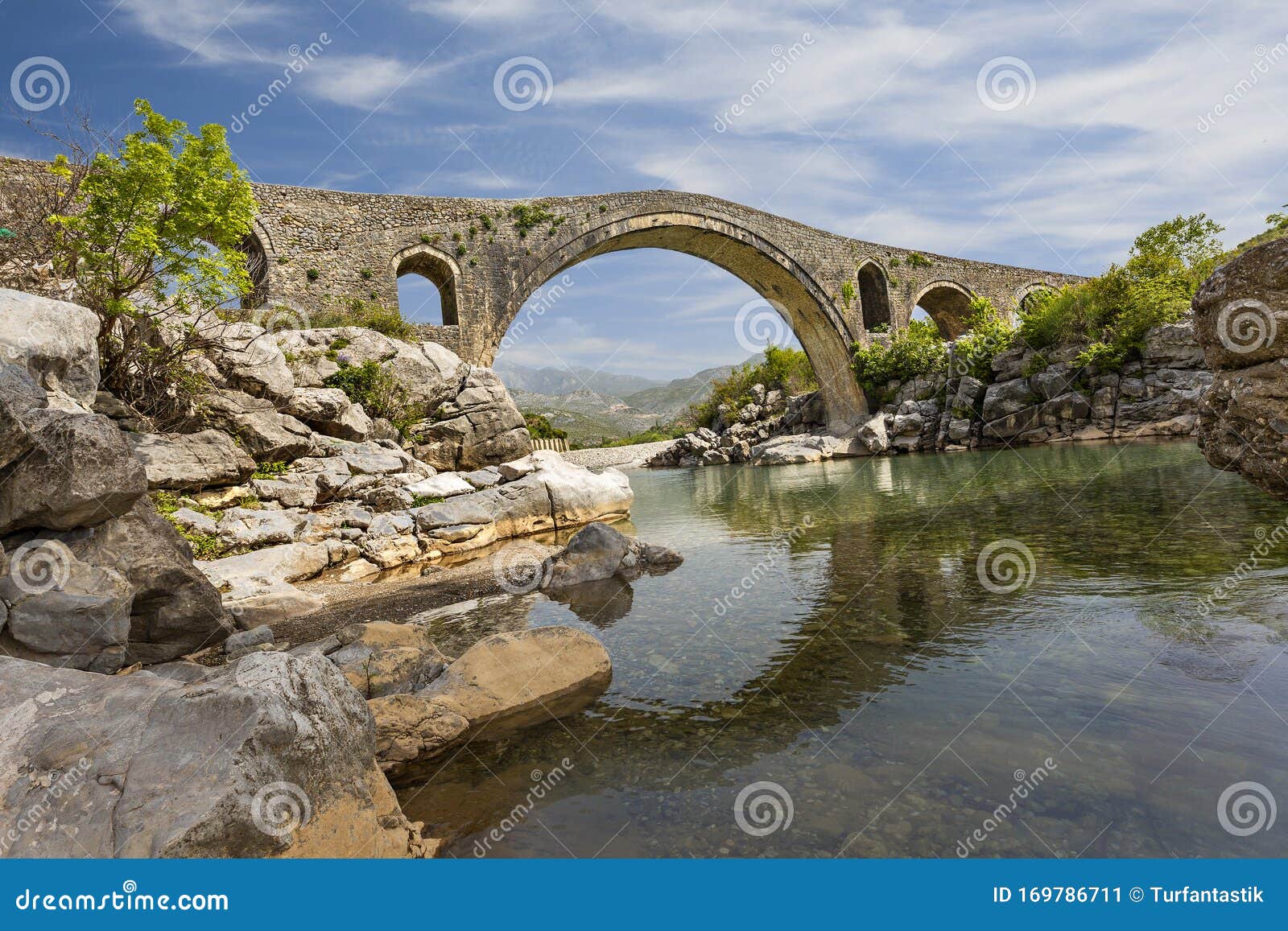 Historical Mesi Bridge, Shkoder, Albania Stock Image - Image of eastern ...