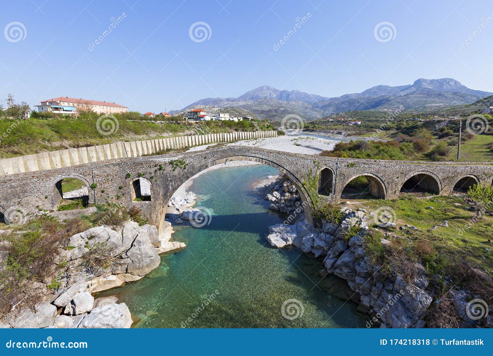 Historical Mesi Bridge, Shkoder, Albania Stock Photo - Image of ...