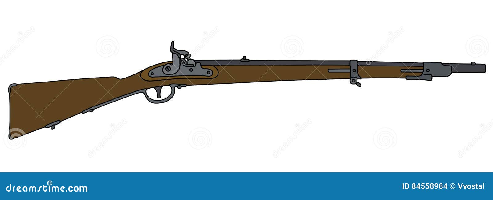 Historical Matchlock Pistol Cartoon Vector | CartoonDealer.com #75218031
