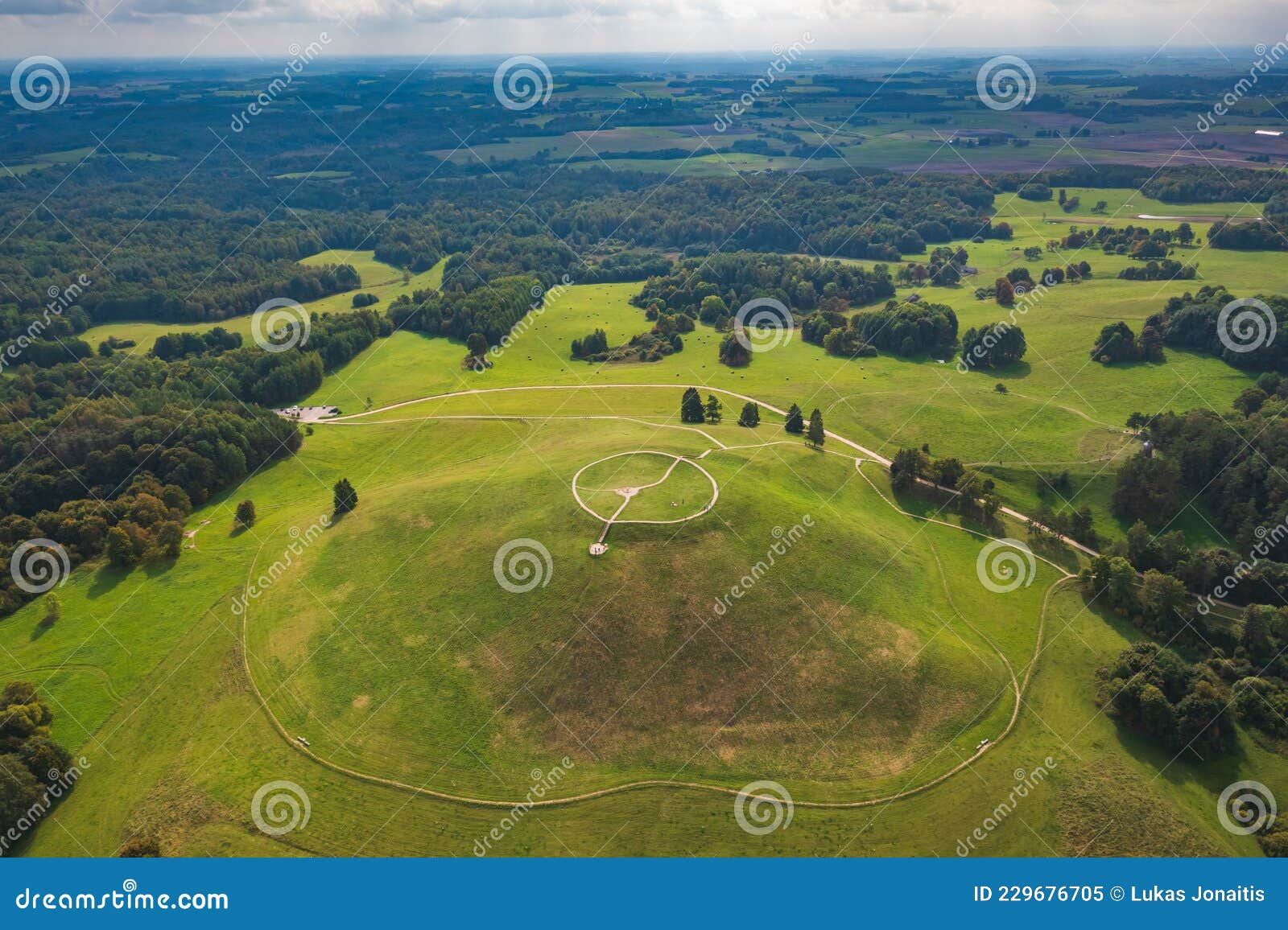 Historical Mound Satrija in Samogitia, Lithuania, Aerial View Stock ...