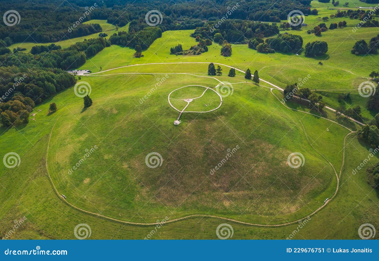 Historical Mound Satrija in Samogitia, Lithuania, Aerial View Stock ...