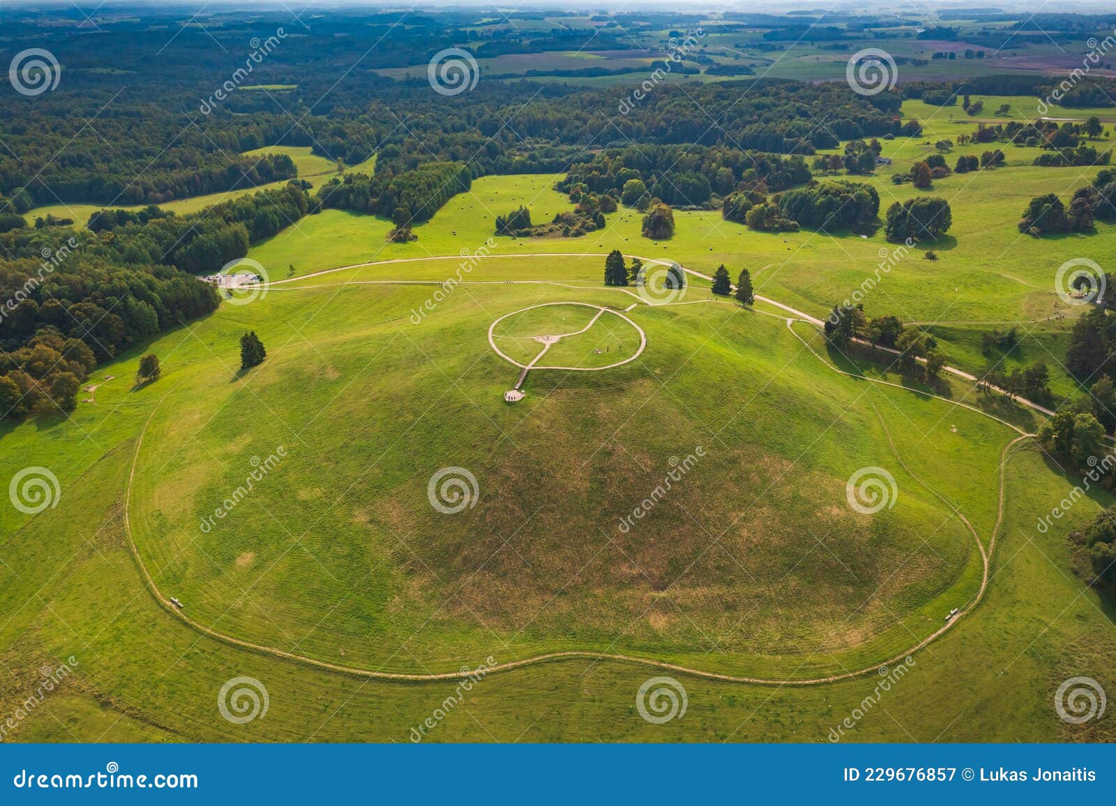 Historical Mound Satrija in Samogitia, Lithuania, Aerial View Stock ...
