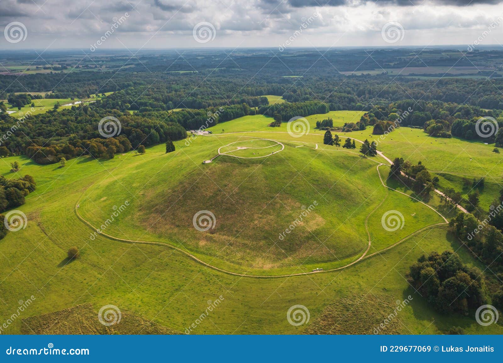 Historical Mound Satrija in Samogitia, Lithuania, Aerial View Stock ...