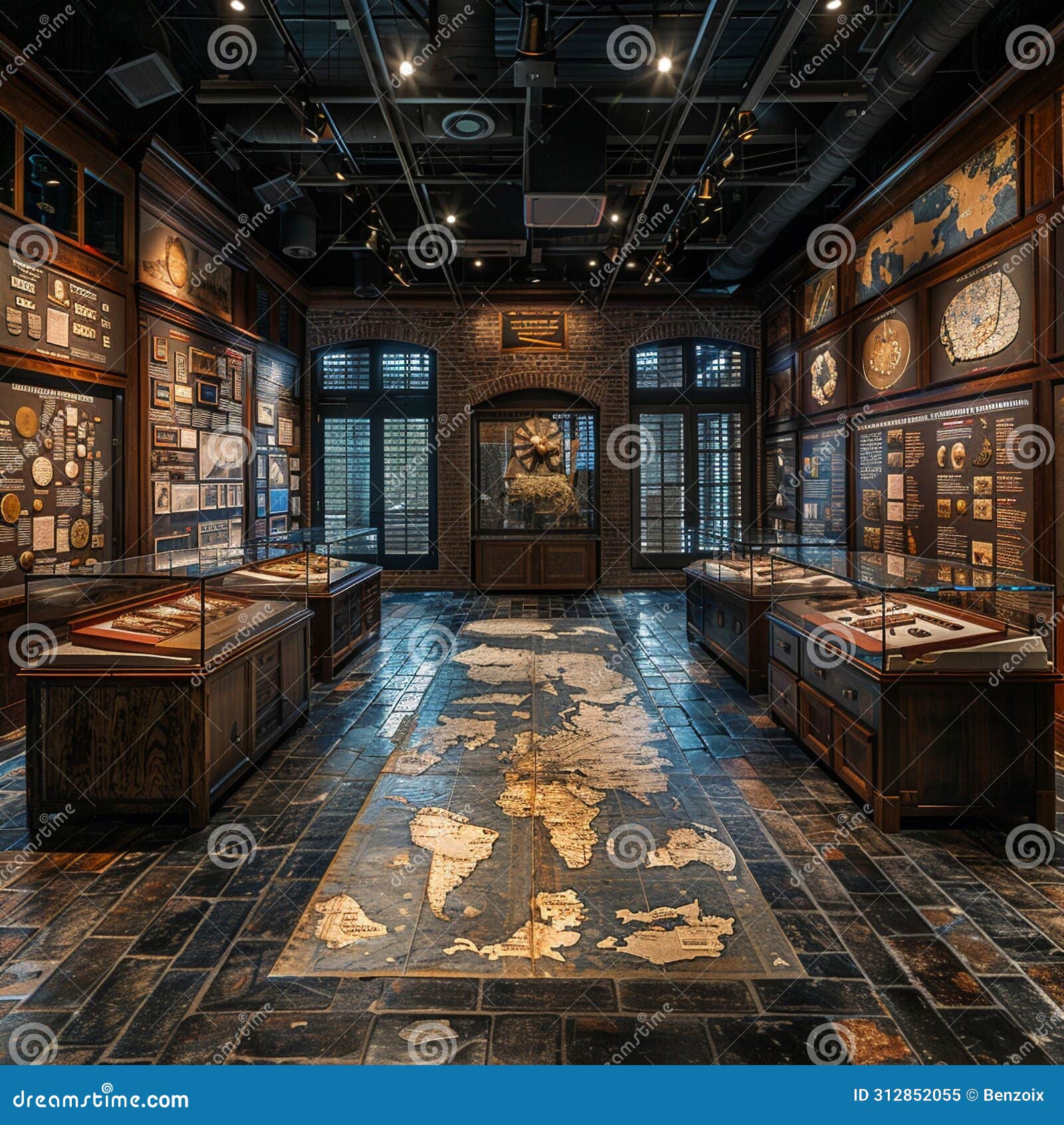 Historical Museum Exhibit Space with Interactive Displays Artifacts ...