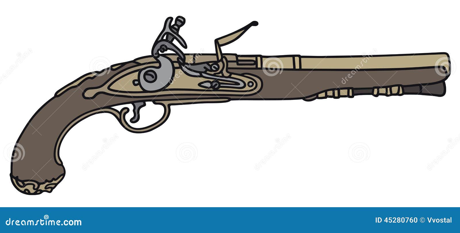 Vector Vintage Of Flintlock Pistol Cartoon Vector | CartoonDealer.com ...