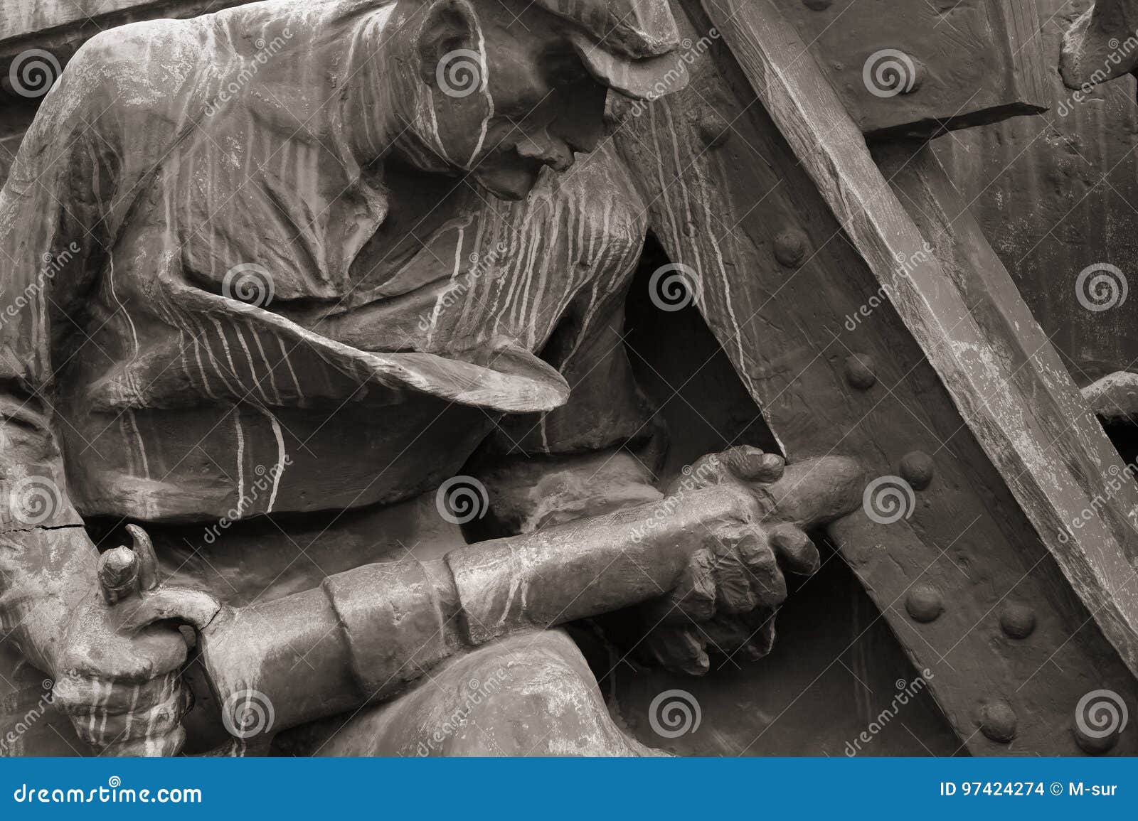 Historical Realistic Statue of Worker and Builder Stock Photo - Image ...